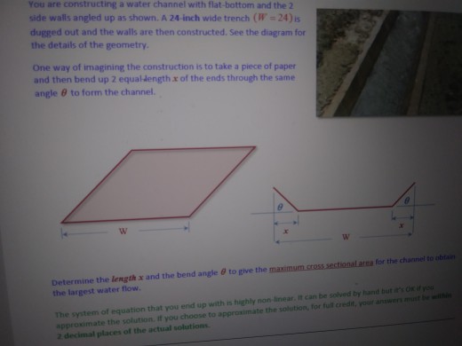 Solved You are constructing a water channel with flat-bottom | Chegg.com