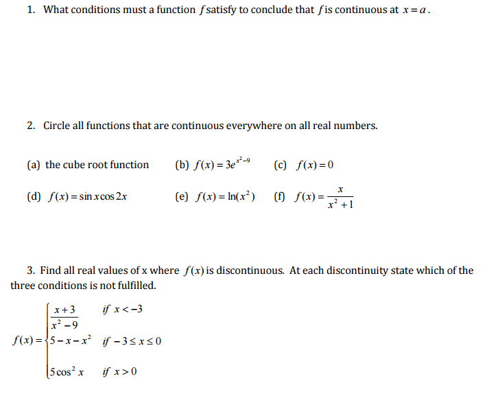 Solved 1. what conditions must a function fsatisfy to | Chegg.com