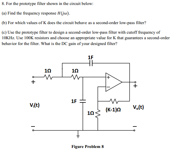 Solved 8. For the prototype filter shown in the circuit | Chegg.com