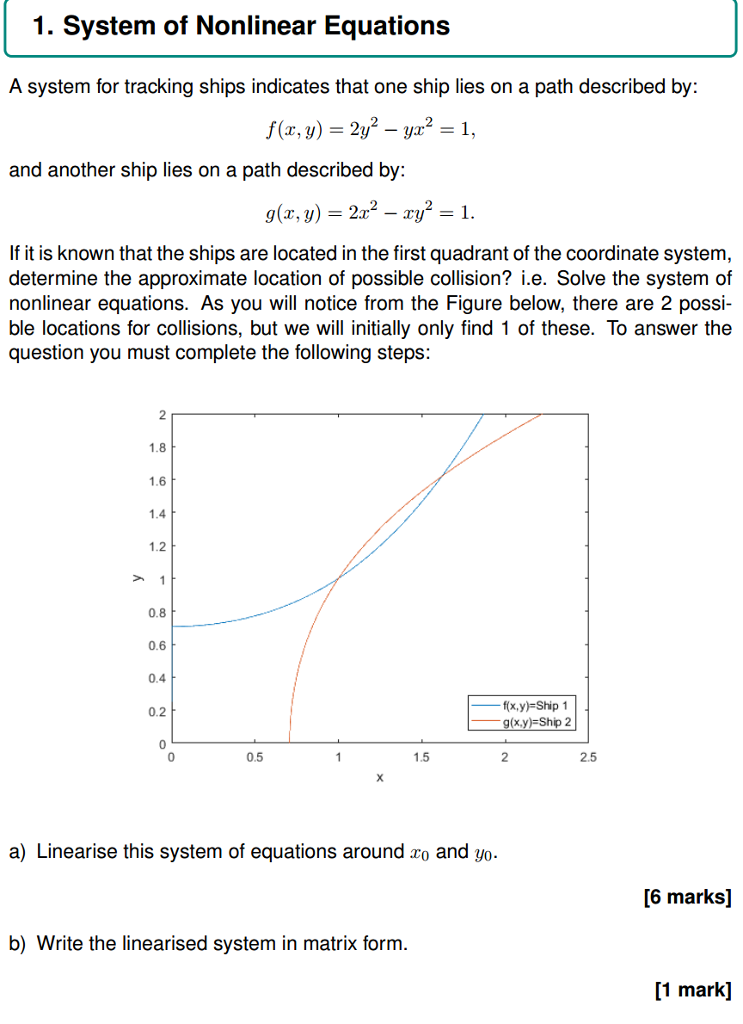 Solved System of Nonlinear Equations A system for tracking | Chegg.com