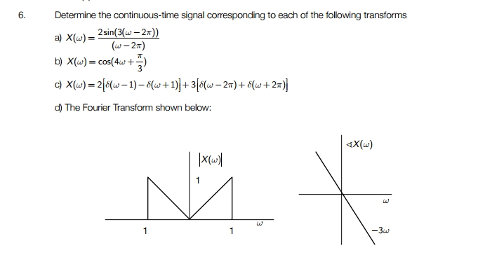 Solved Determine the continuous-time signal corresponding to | Chegg.com