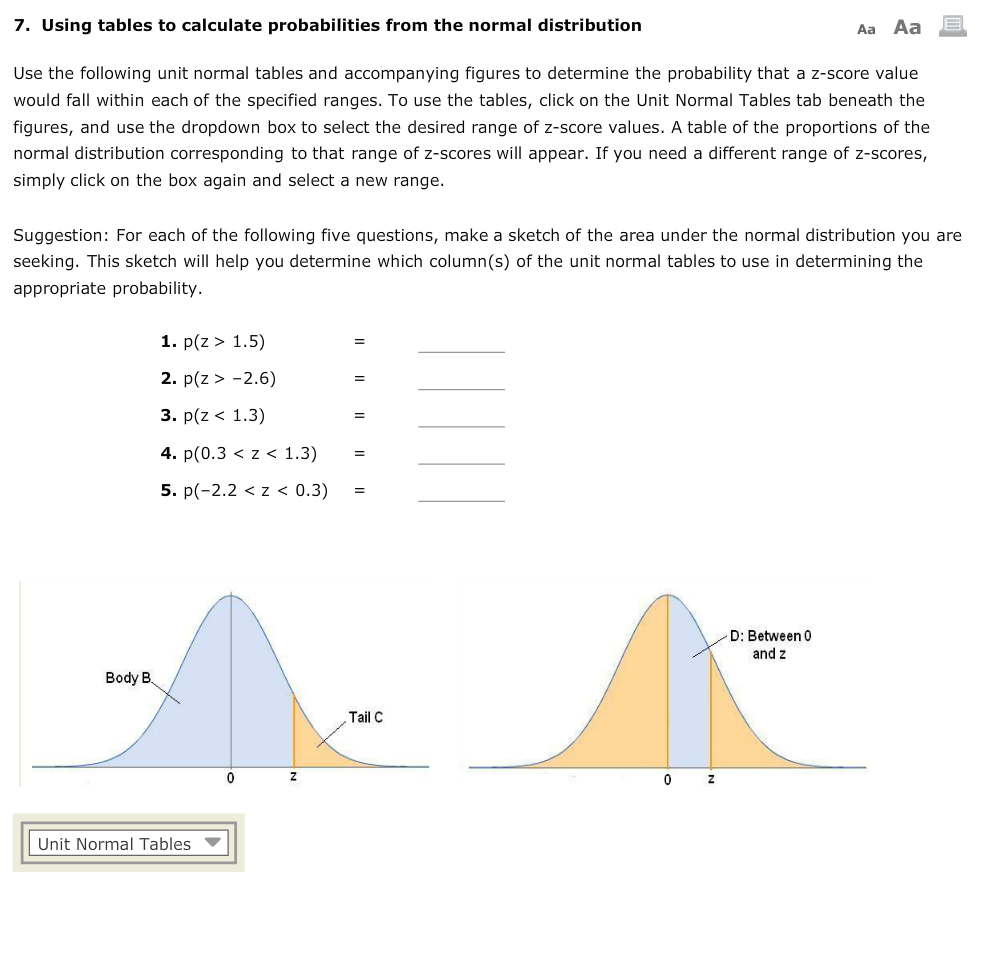 Solved Use the following unit normal tables and accompanying | Chegg.com