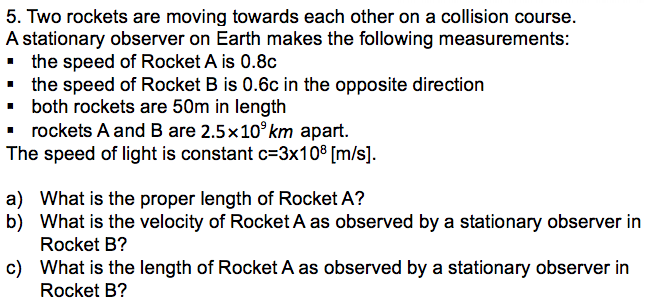 Solved Two rockets are moving towards each other on a | Chegg.com