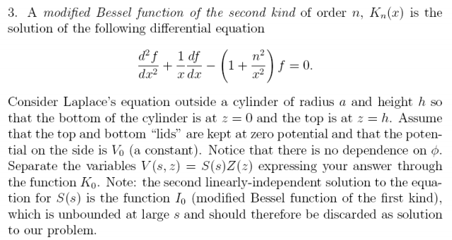 Solved A modified Bessel function of the second kind of | Chegg.com