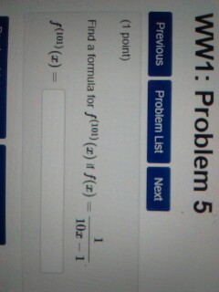 Solved WW1: Problem 5 Previous Problem List Next (1 point) | Chegg.com