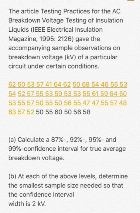 Solved The article Testing Practices for the AC Breakdown | Chegg.com
