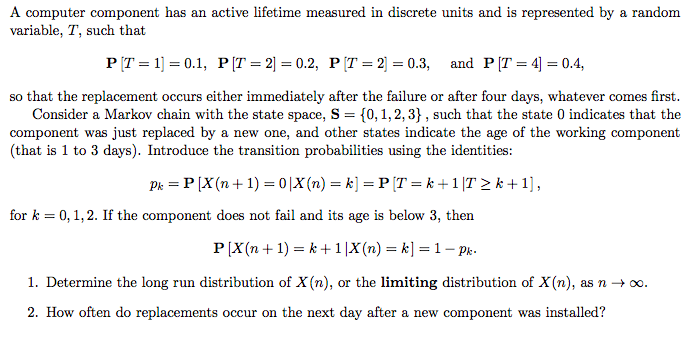 Solved A computer component has an active lifetime measured | Chegg.com