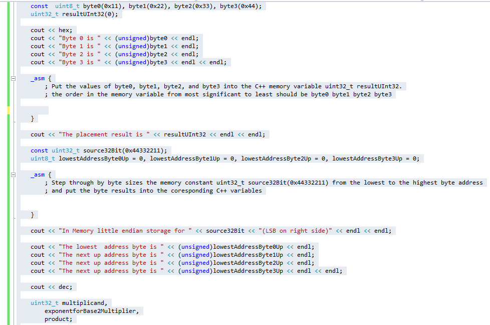 Write The Required Embedded Asm Assembler Code For 