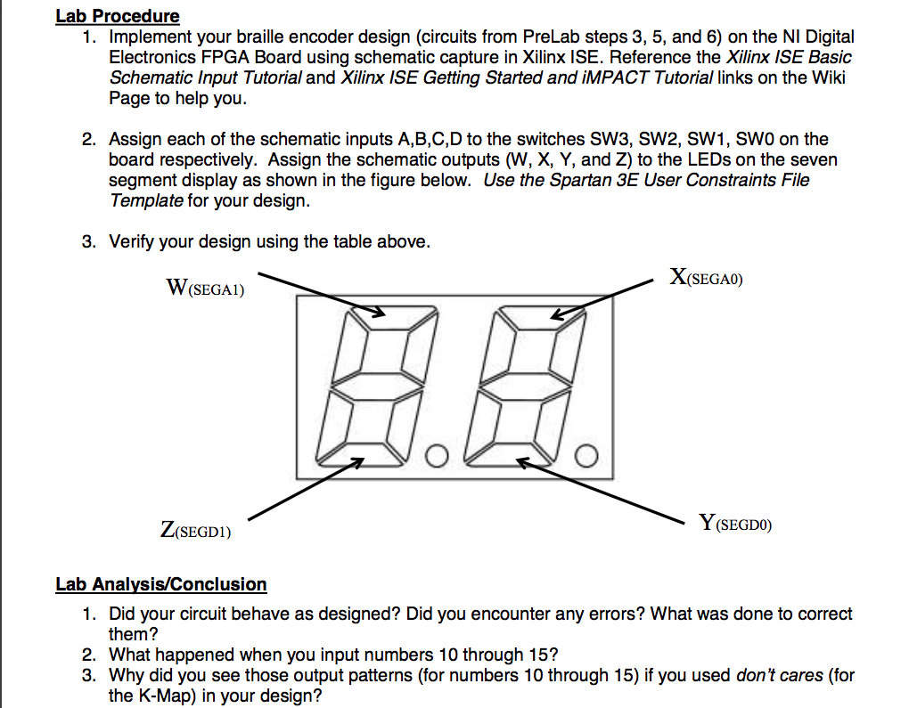 Lab Procedure 1. Implement your braille encoder | Chegg.com