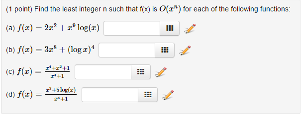 Solved Find the least integer n such that f(x) is O(x^n) for | Chegg.com