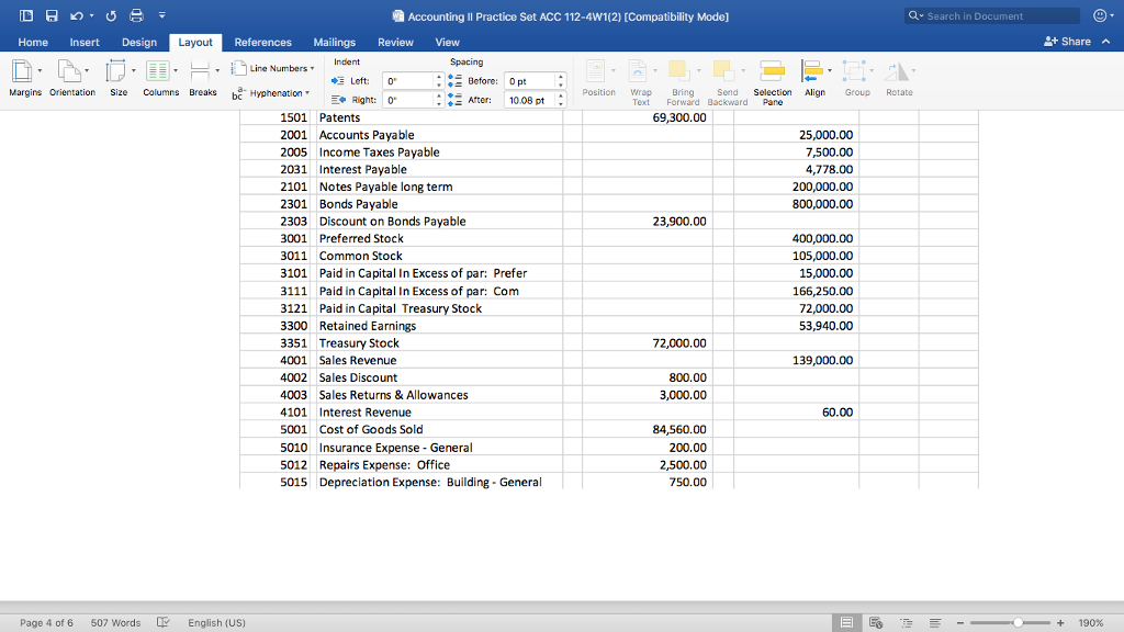 Solved Accounting 11 Practice Set ACC 112-4W1(2) | Chegg.com