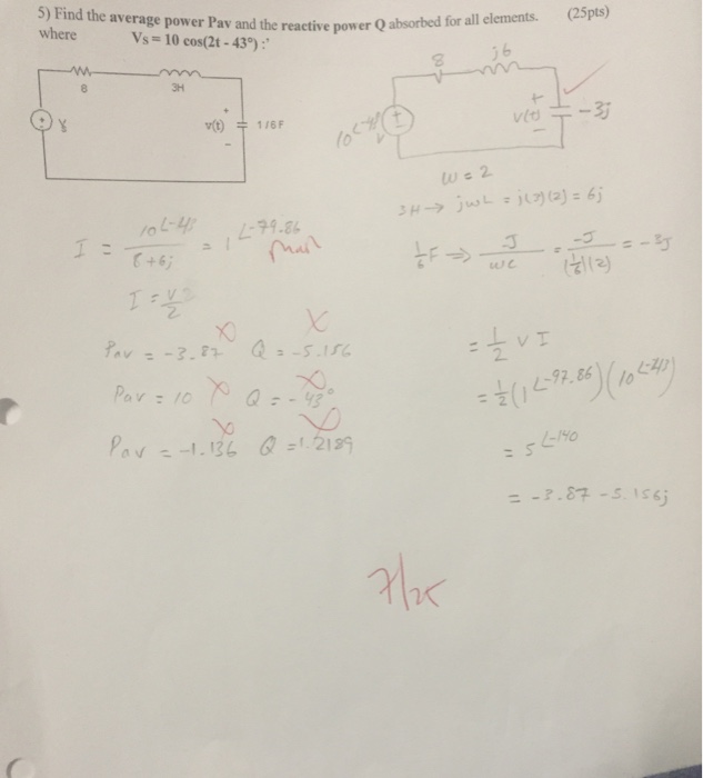 Solved Find the average power Pav and the reactive power Q | Chegg.com