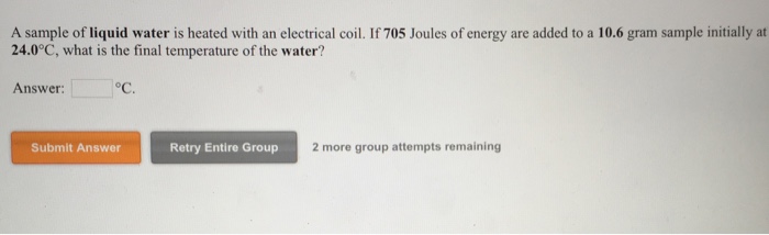 Solved A sample of liquid water is heated with an electrical | Chegg.com