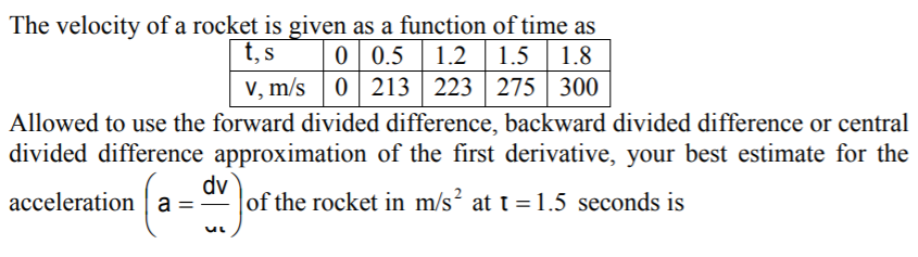 Solved The velocity of a rocket is given as a function of | Chegg.com