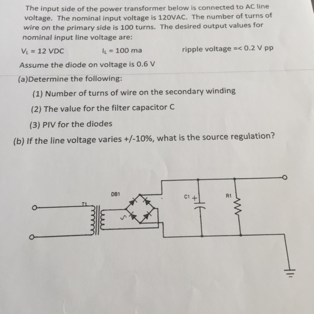 Solved The Input Side Of The Power Transformer Below Is 