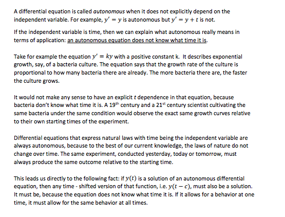 Solved A differential equation is called autonomous when it | Chegg.com