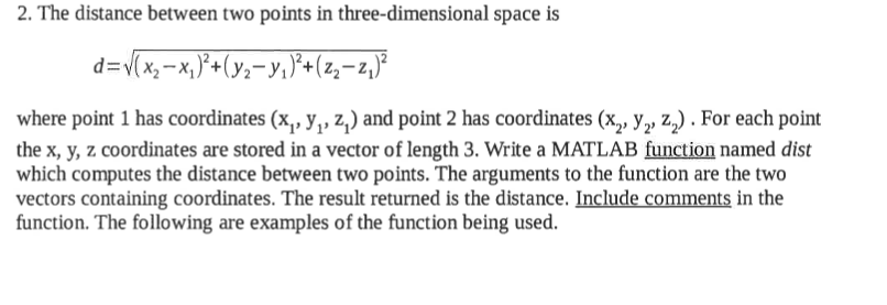 Solved 2·The distance between two points in | Chegg.com