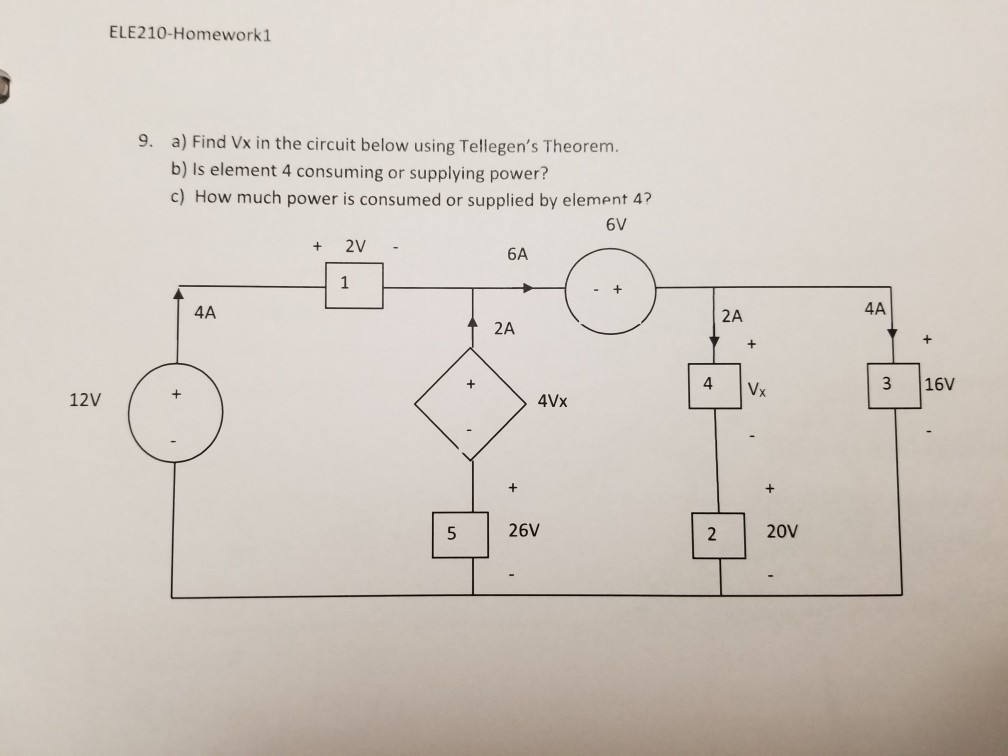Solved a) Find V_x in the circuit below using Tellegen's | Chegg.com
