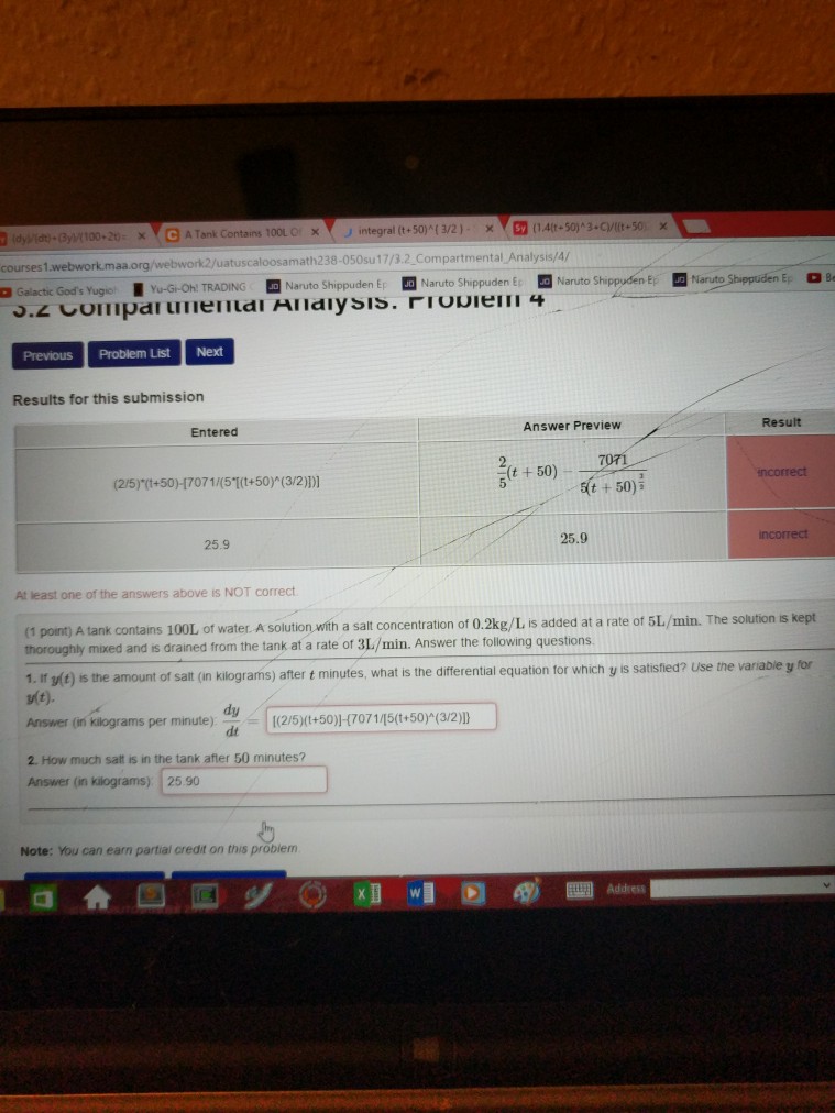 Solved a A Tank Contains 100L o x integral 50) (3/2). x 3 cv | Chegg.com