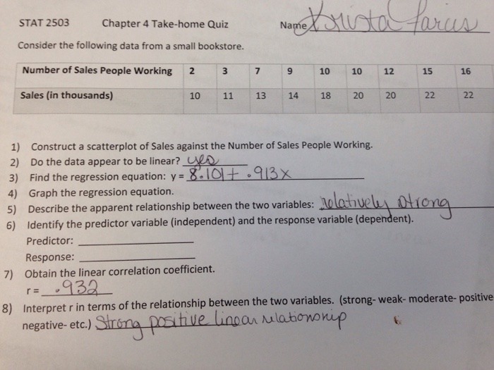 Solved STAT 2503 Chapter 4 Take-home QuizNameut Consider the | Chegg.com