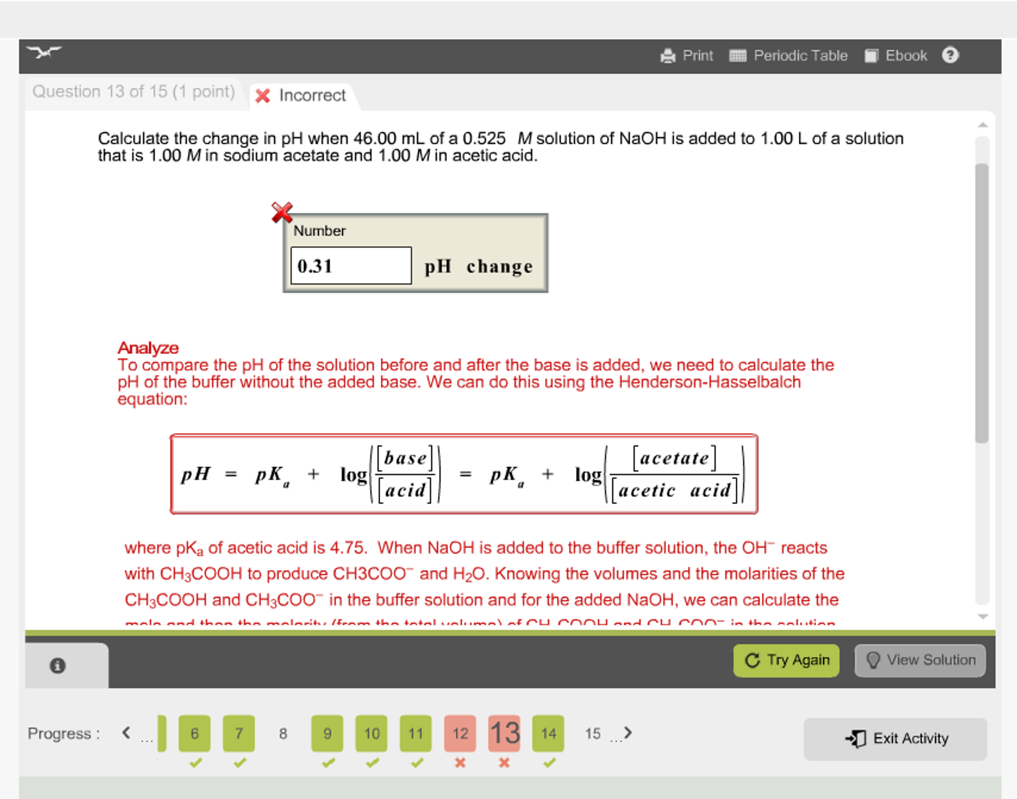 Calculate the change in pH when 46.00 mL of a 0.525 M | Chegg.com