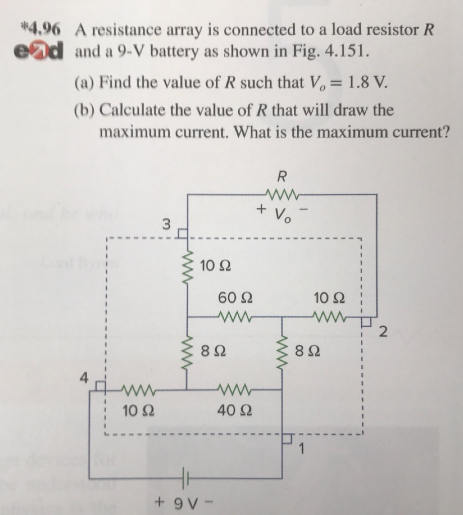 Solved 4.96 A resistance array is connected to a load | Chegg.com