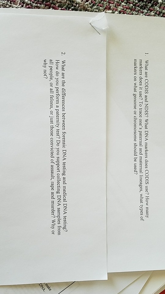 Solved What are CODIS and NDIS? What DNA markers does CODIS | Chegg.com