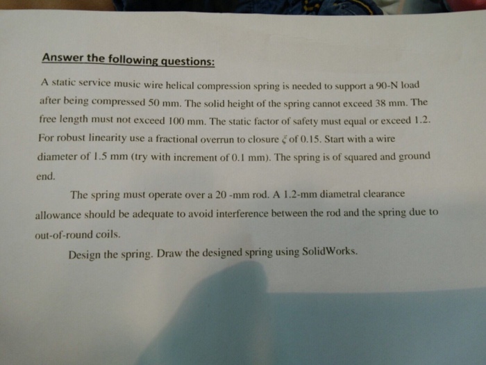 A static service music wire helical compression | Chegg.com
