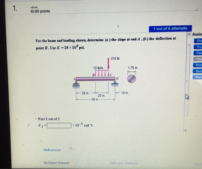 Solved For the beam and loading shown, determine (a) the | Chegg.com