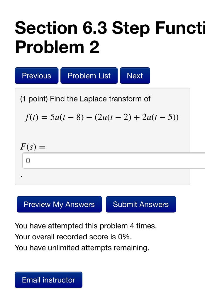 Solved Section 6.3 Step Functi Problem 2 Previous Problem | Chegg.com