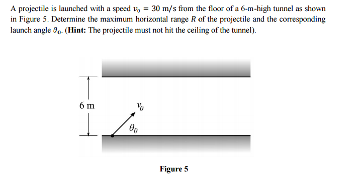 Solved A projectile is launched with a speed v0 = 30 m/s | Chegg.com