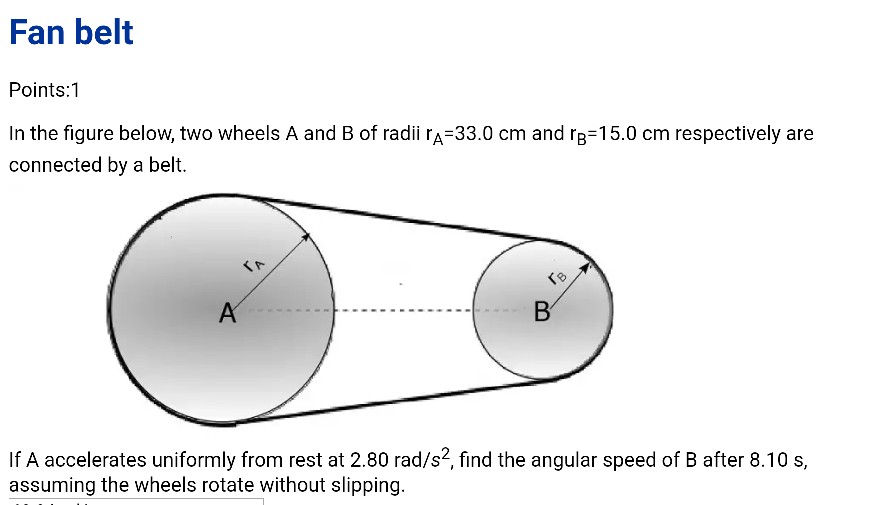 Solved Fan belt Points:1 In the figure below, two wheels A | Chegg.com