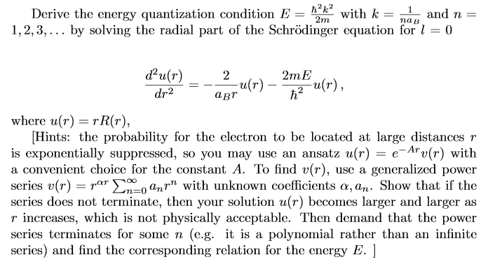 Derive the energy quantization condition E = | Chegg.com