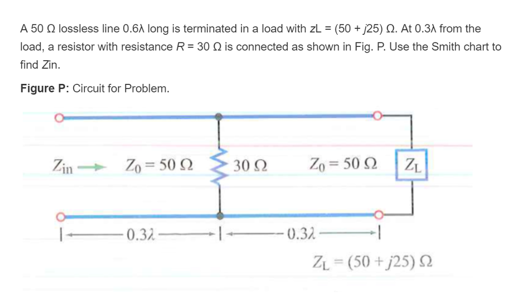 Solved A 50 Ω lossless line 0.6λ long is terminated in a | Chegg.com