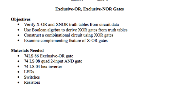 Solved Exclusive-OR, Exclusive-NOR Gates Objectives .Verify | Chegg.com