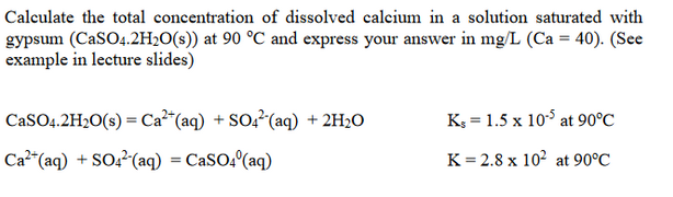 Calculate the total concentration of dissolved | Chegg.com