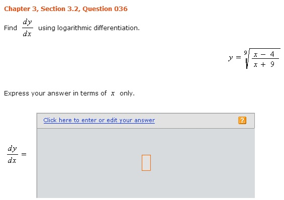 Solved Find dy/dx using logarithmic differentiation. | Chegg.com