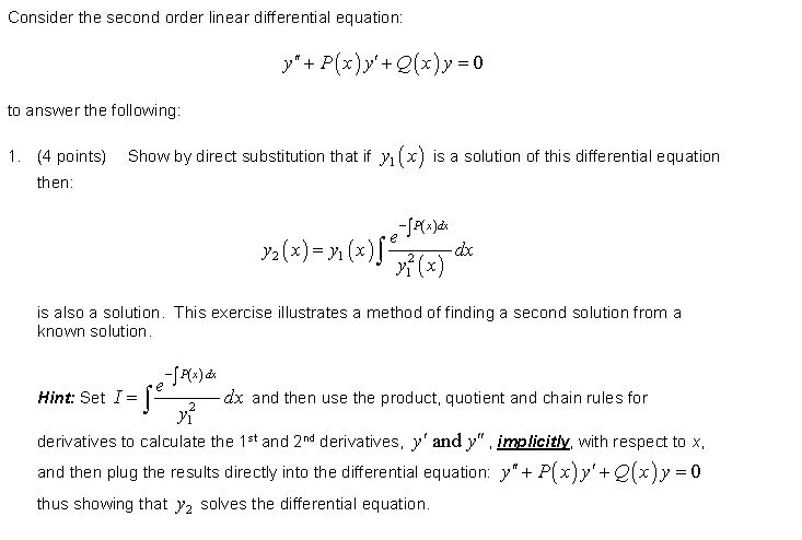 Solved Consider the second order linear differential | Chegg.com