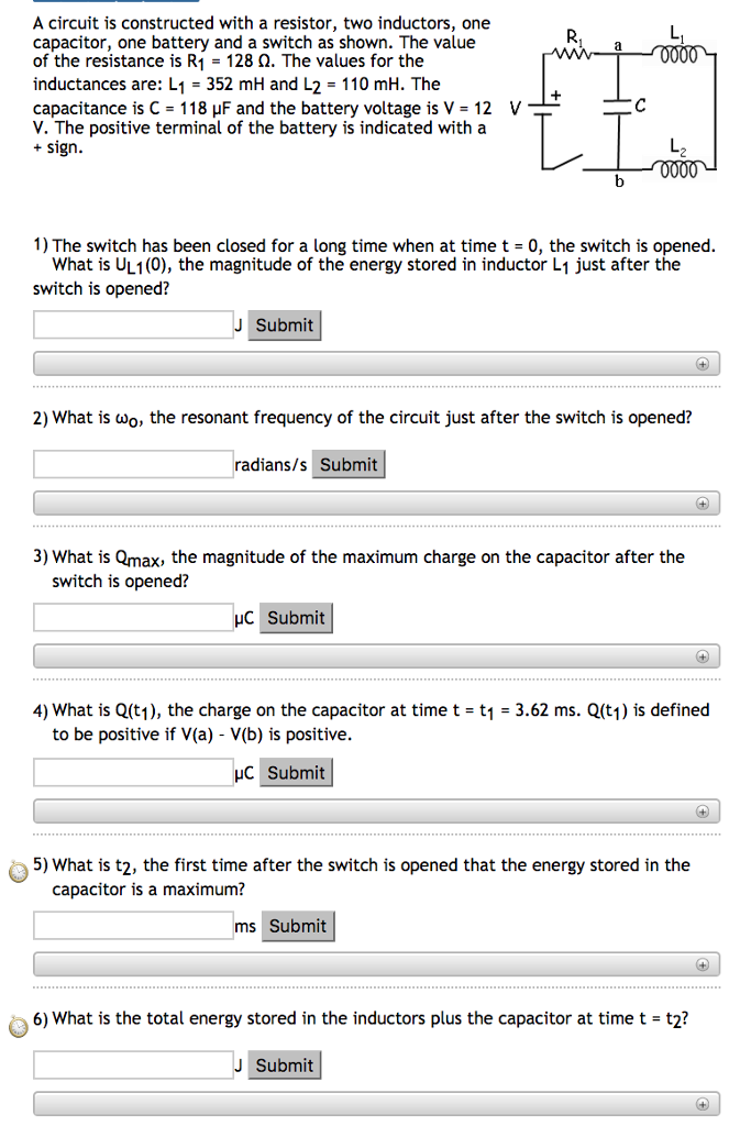 Solved A circuit is constructed with a resistor, two | Chegg.com