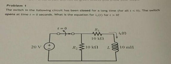 Solved The switch In the following circuit has been closed | Chegg.com