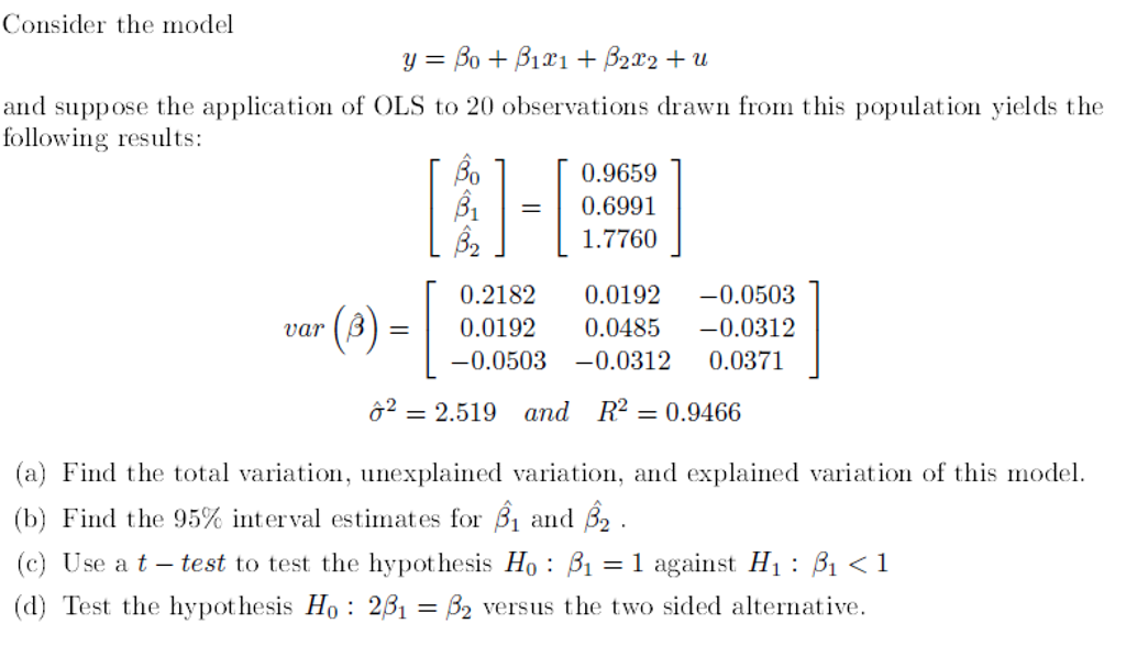 Solved Consider the model y = beta_0 + beta_1x_1 + | Chegg.com