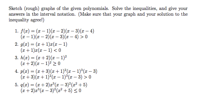Solved Sketch Rough Graphs Of The Given Polynomials Solve 
