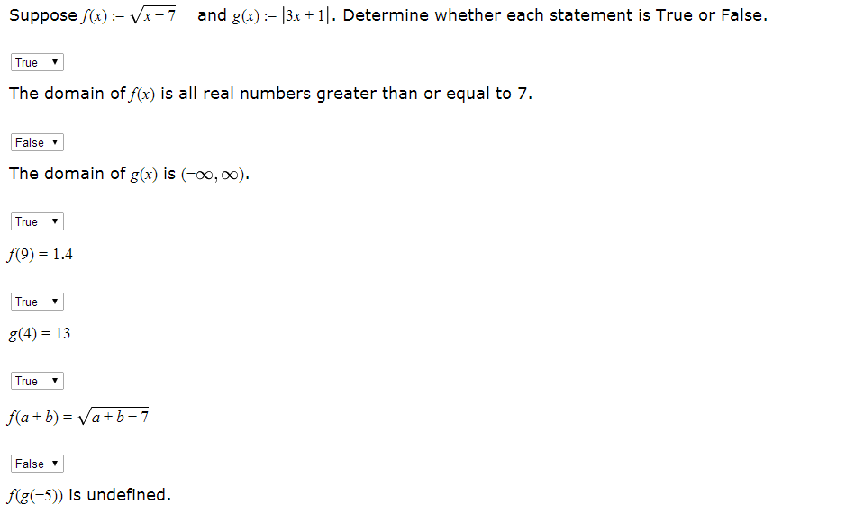 Solved Suppose f(x) : = square root x ? 7 and g(x) := |3x+ | Chegg.com