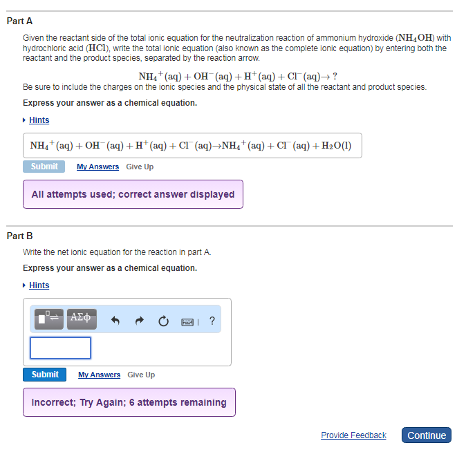 Solved Given the reactant side of the total ionic equation | Chegg.com