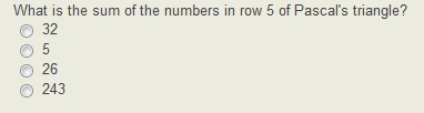 Solved What is the sum of the numbers in row 5 of Pascal's | Chegg.com