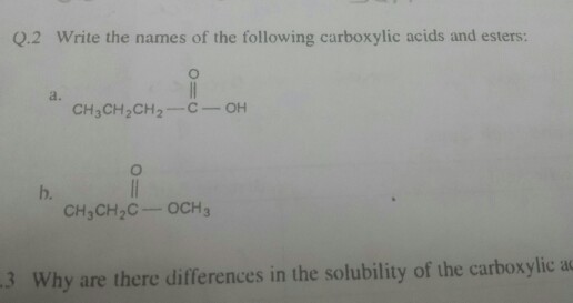 Solved Write the names of the following carboxylic acids and | Chegg.com