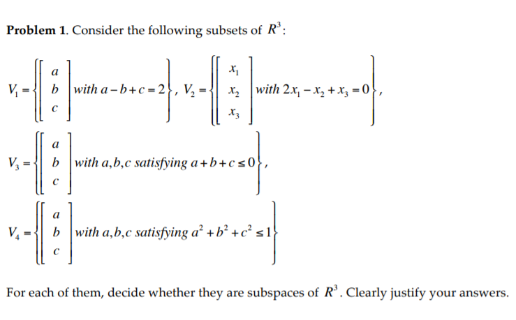Solved Problem 1. Consider the following subsets of R': EN | Chegg.com