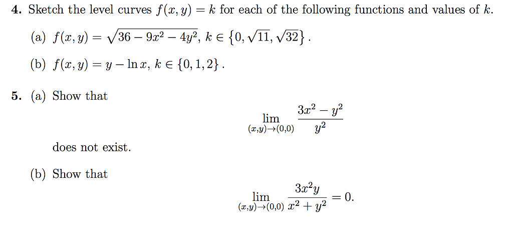 Solved Sketch the level curves f(x, y) = k for each of the | Chegg.com