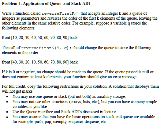 Solved Write a function called reverse fist K ()that accepts | Chegg.com