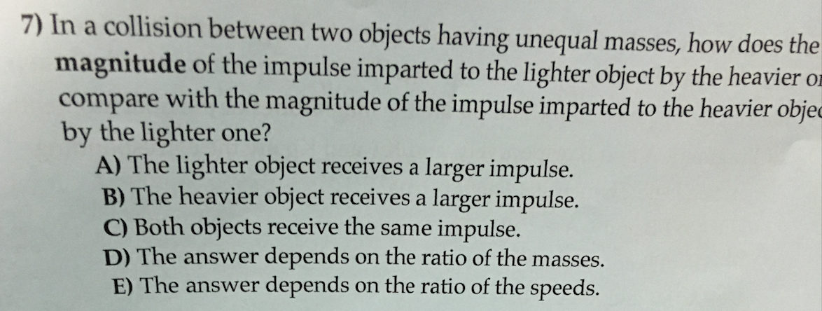 Solved In A Collision Between Two Objects Having Unequal 1727